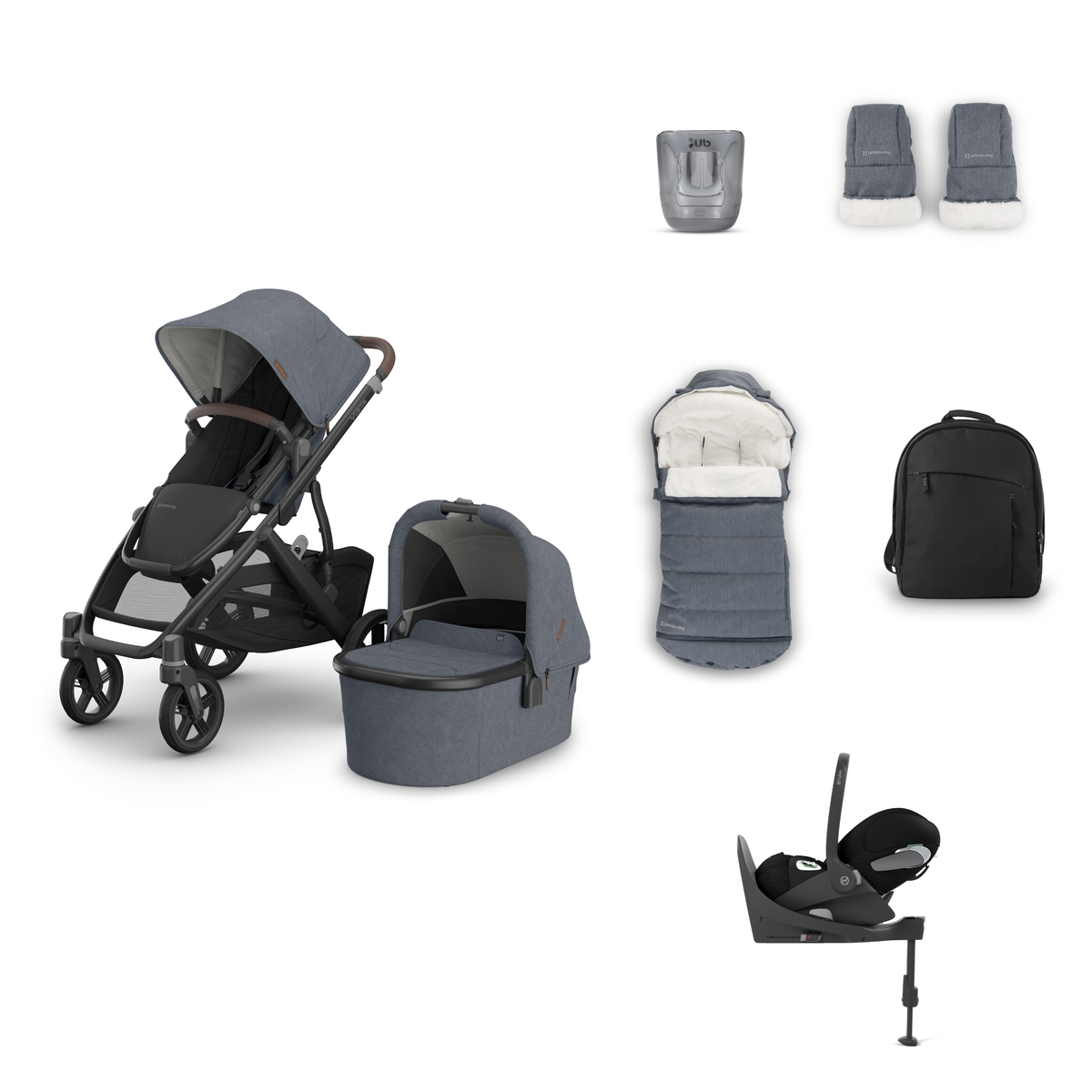 Uppababy Vista V3 Pram, Accessory and Travel System Bundle with Cybex ...